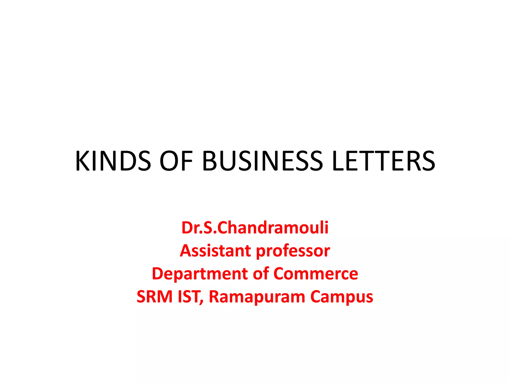 Unit 3 business letter and kinds | PPT