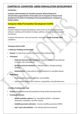 CHAPTER 03- Computer-Aided Formulation Development (CADD) | DOCX