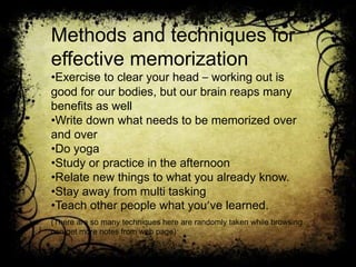 educational psychology- memory and study skills | PPTX