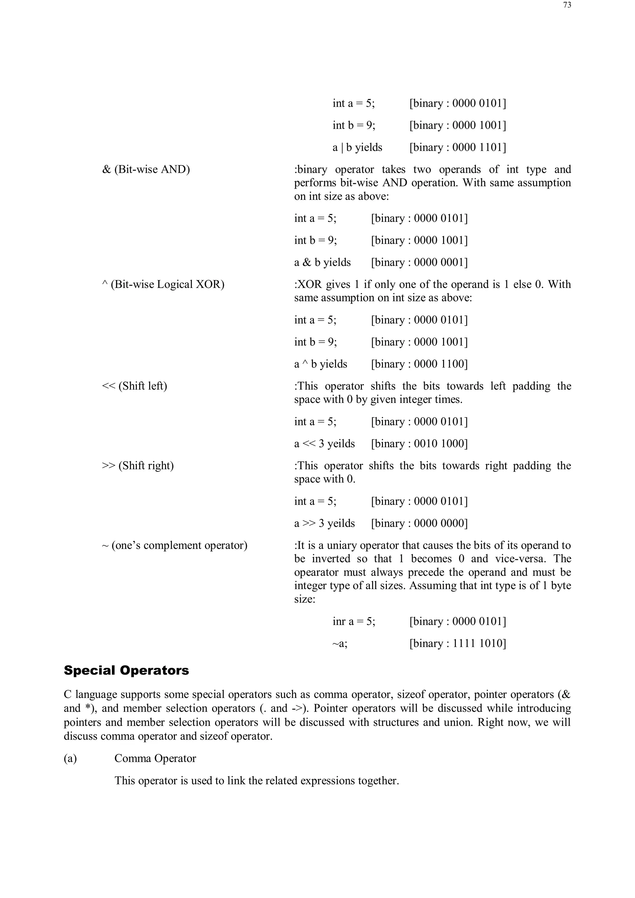 Types of Operators in C | PDF