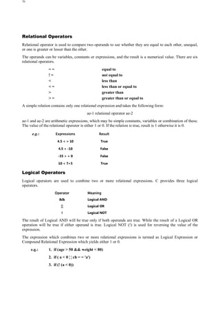 Types of Operators in C | PDF