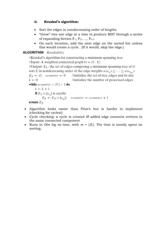 Unit-3 greedy method, Prim's algorithm, Kruskal's algorithm.pdf