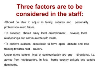 Unit- 3: lecture-6 (International Staffing Approaches) | PPTX