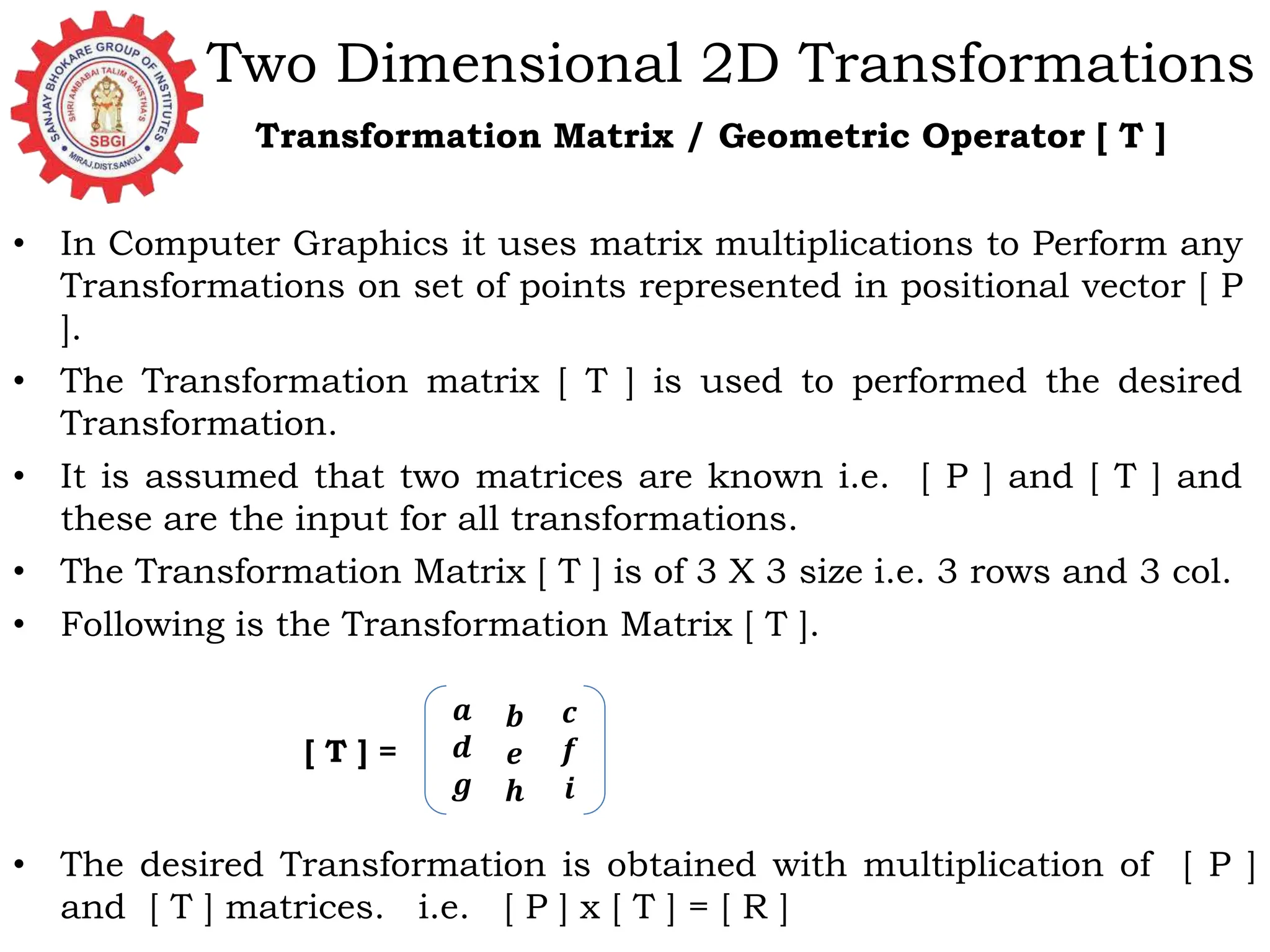 Overview of Transformation in Computer Graphics | PPTX