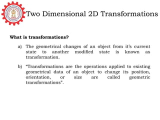 Overview of Transformation in Computer Graphics | PPTX