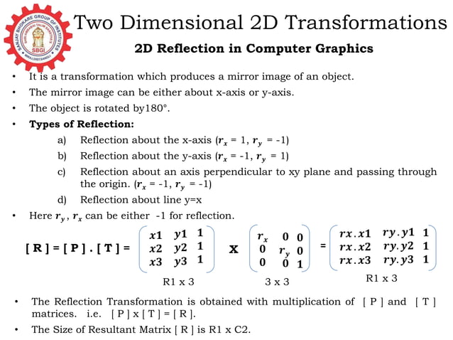 Overview of Transformation in Computer Graphics | PPTX
