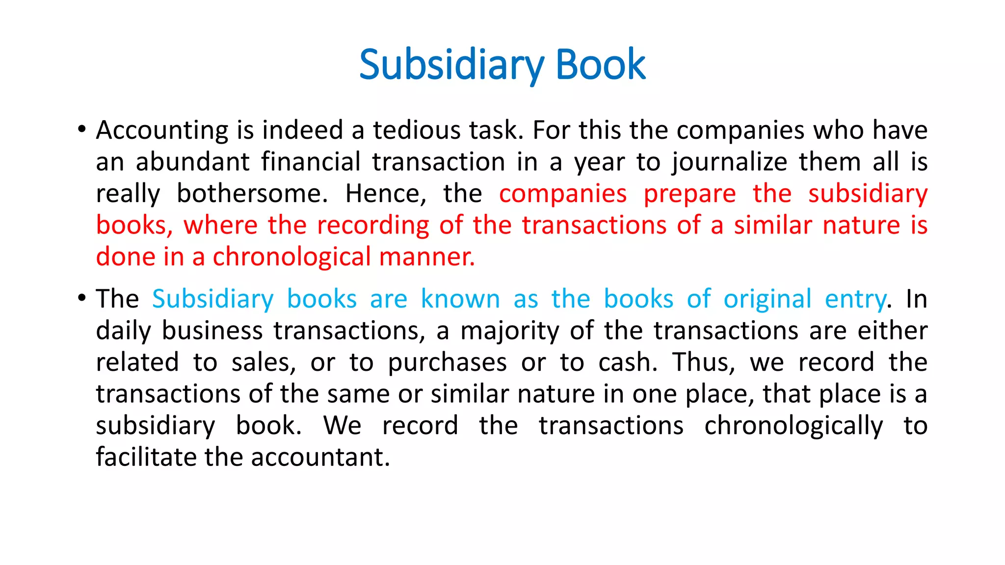 Subsidiary Book | PPTX