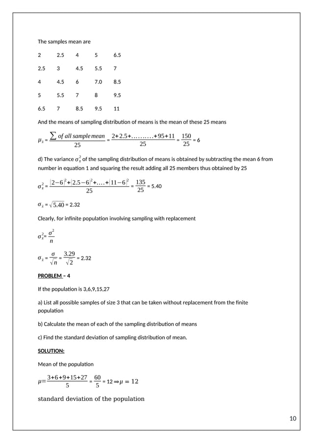 UNIT -3 SAMPLING DISTRIBUTION .docx | Free Download