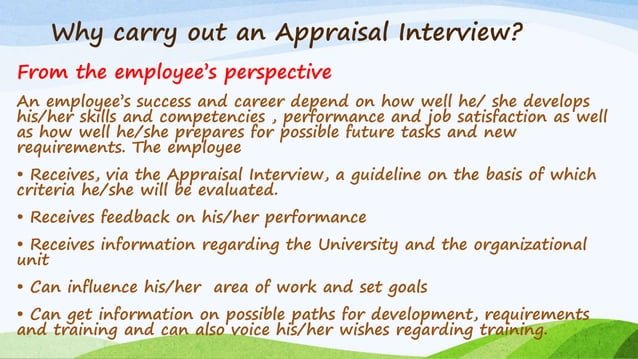appraisal interview | PPTX | Resume Writing and Advice | Job Search