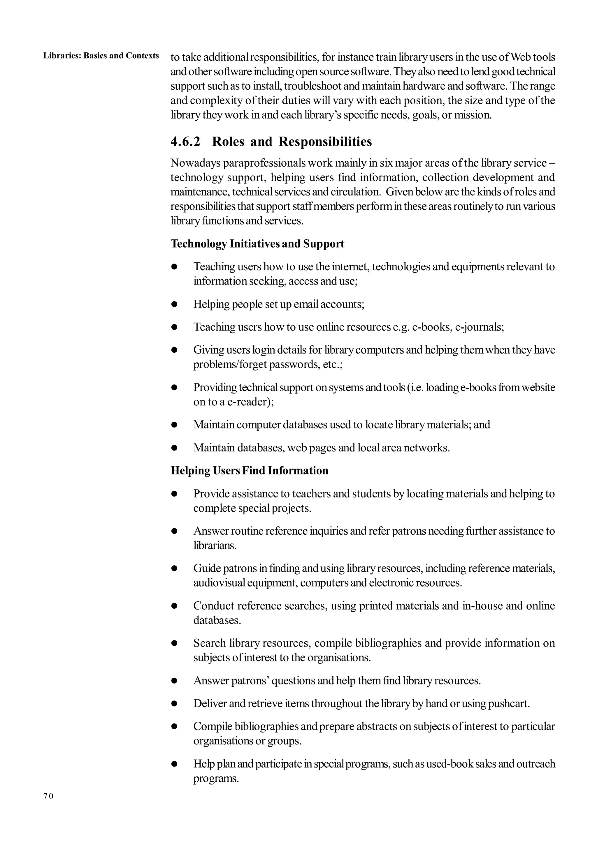 LIBRARY STAFF: ROLES AND RESPONSIBILITIES | PDF