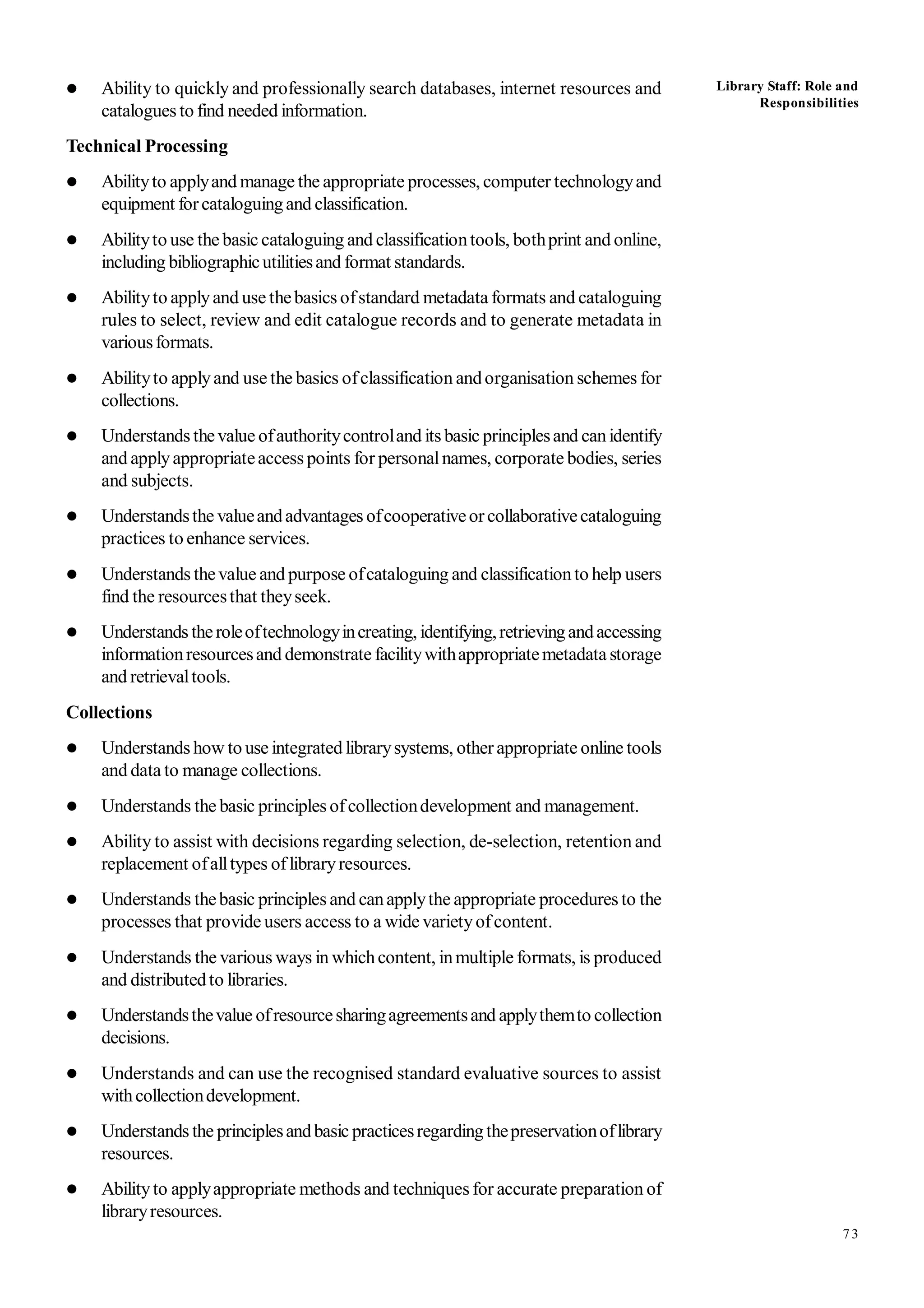 LIBRARY STAFF: ROLES AND RESPONSIBILITIES | PDF