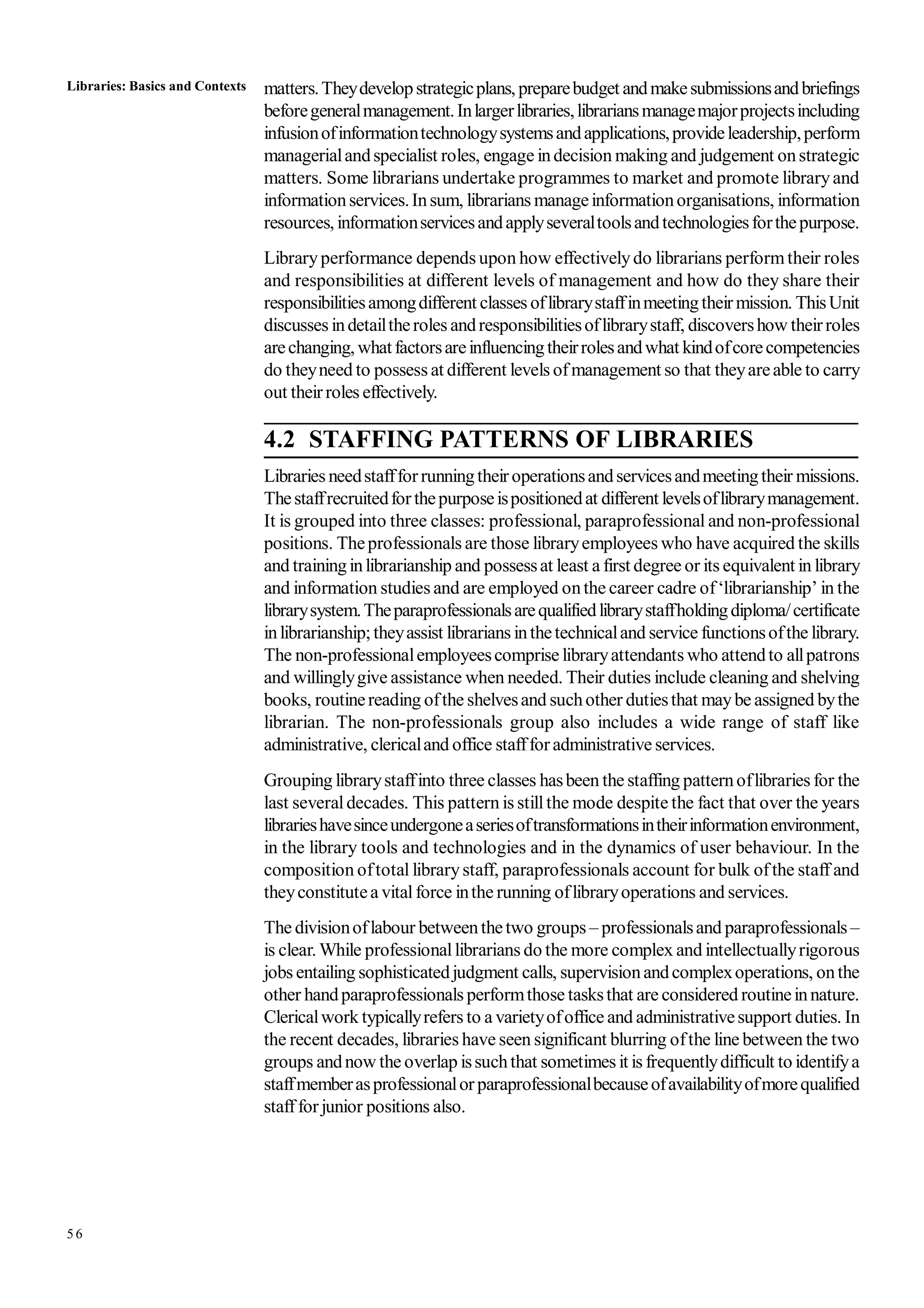 LIBRARY STAFF: ROLES AND RESPONSIBILITIES | PDF