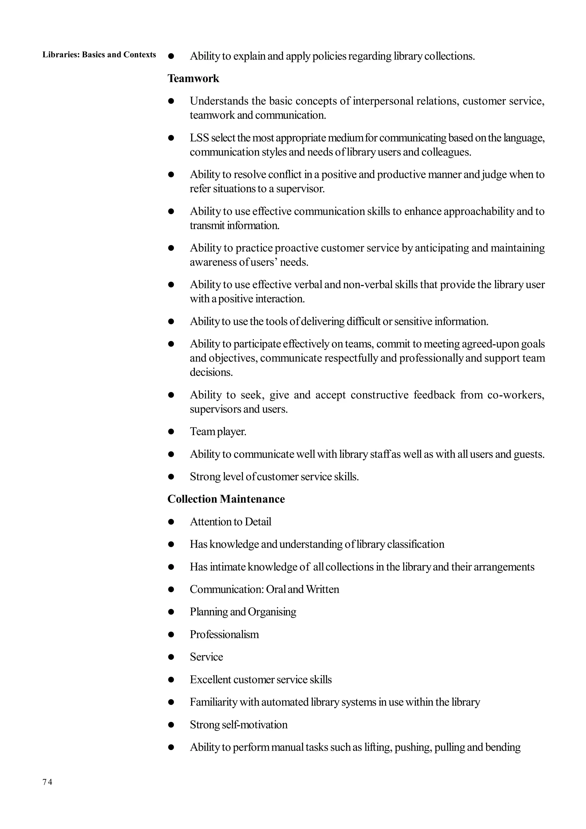 LIBRARY STAFF: ROLES AND RESPONSIBILITIES | PDF