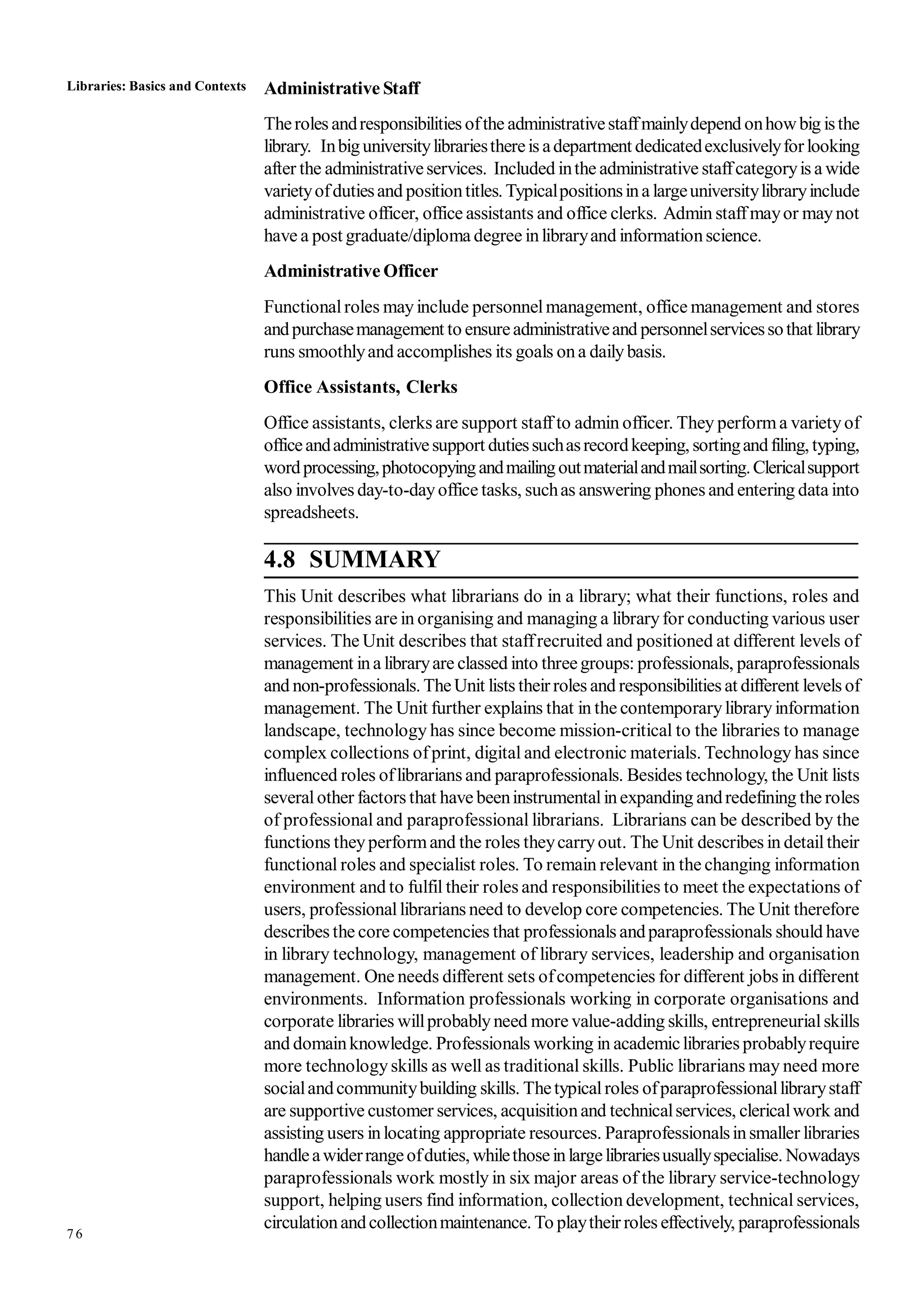 LIBRARY STAFF: ROLES AND RESPONSIBILITIES | PDF