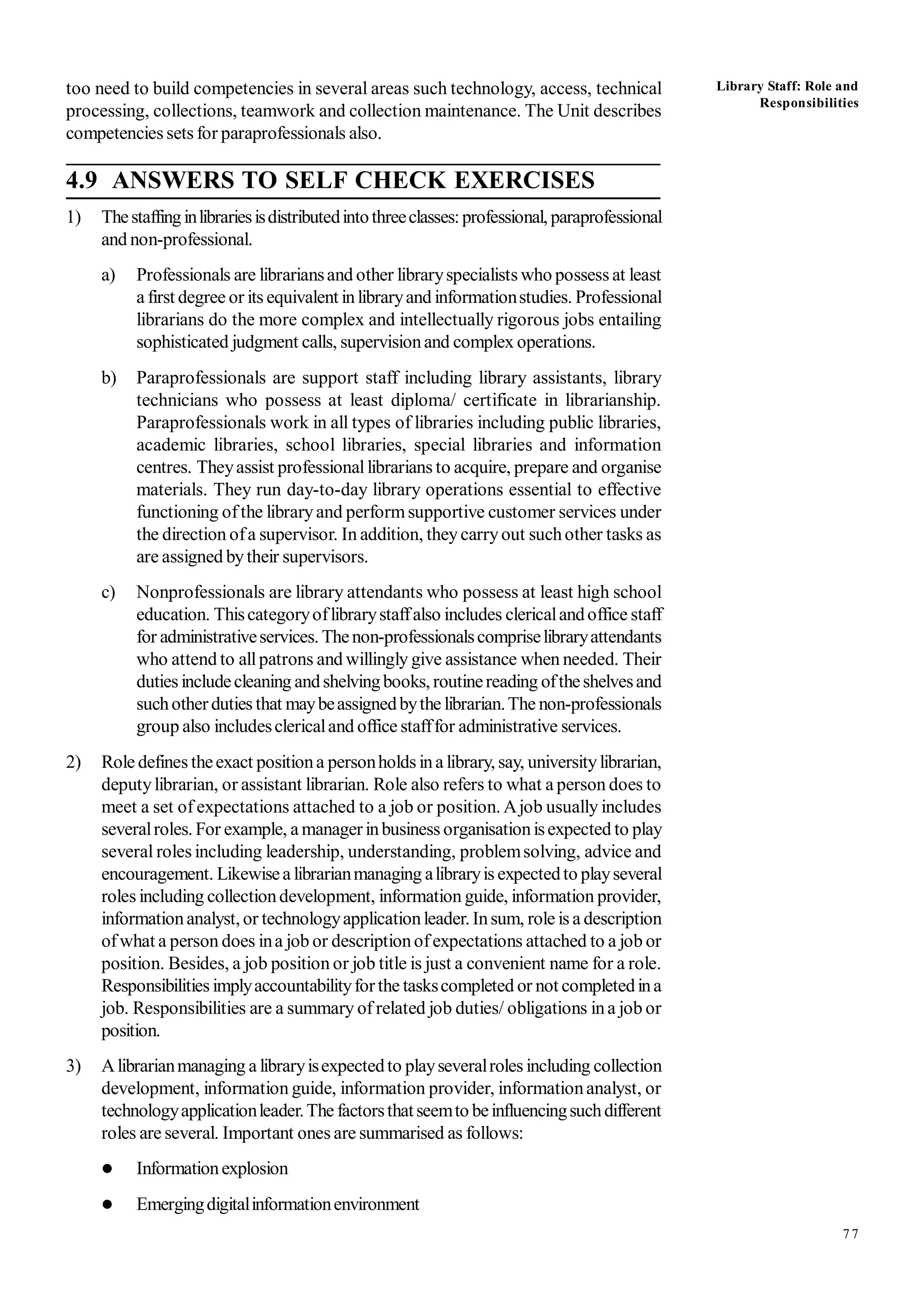 LIBRARY STAFF: ROLES AND RESPONSIBILITIES | PDF