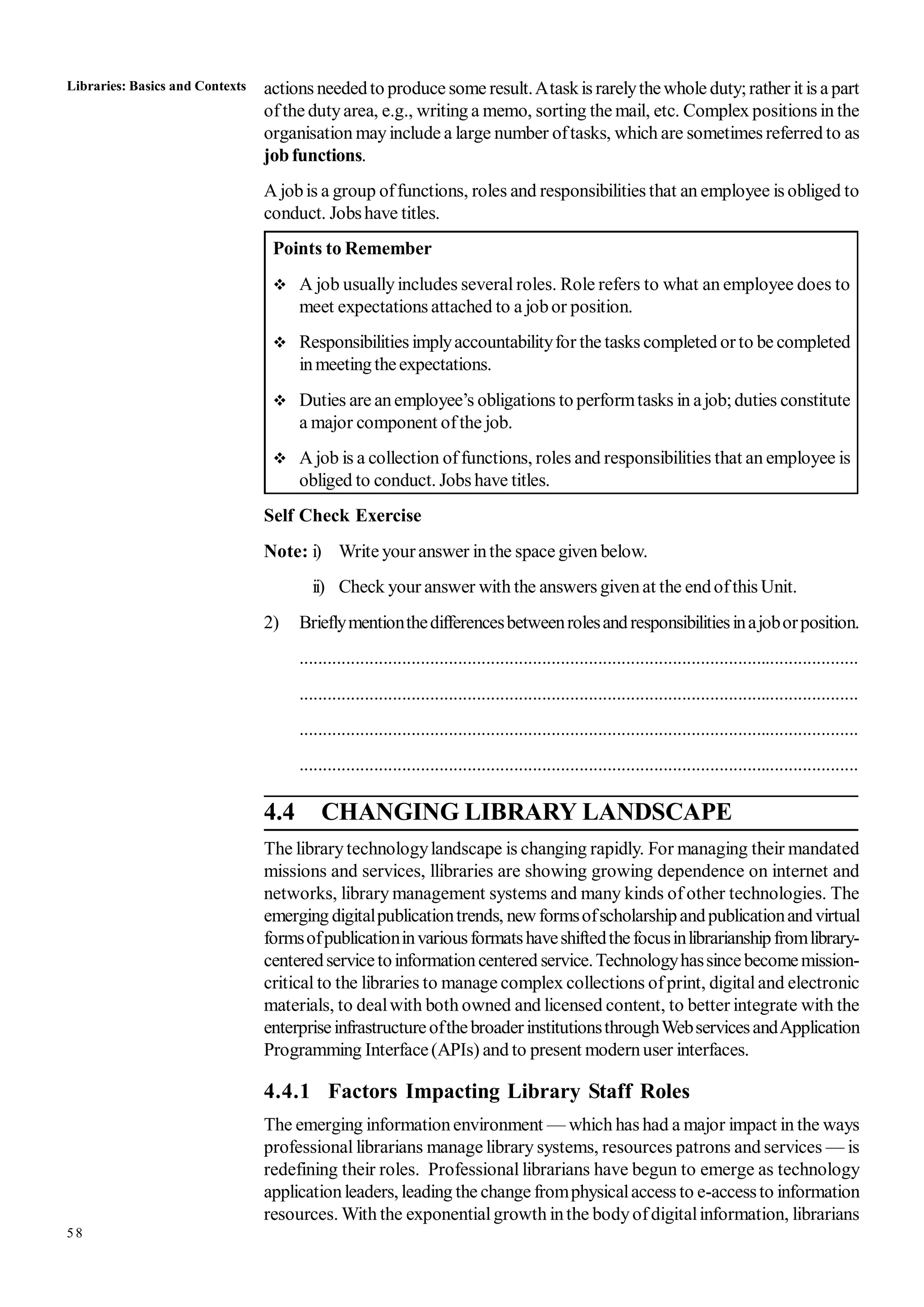 LIBRARY STAFF: ROLES AND RESPONSIBILITIES | PDF