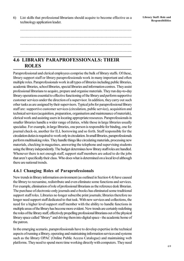 LIBRARY STAFF: ROLES AND RESPONSIBILITIES | PDF