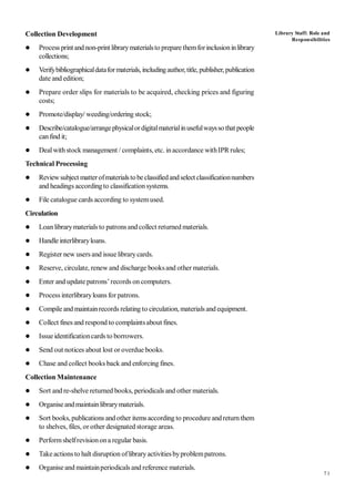 LIBRARY STAFF: ROLES AND RESPONSIBILITIES | PDF