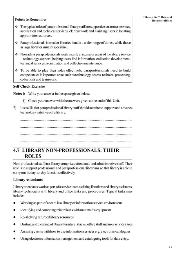 LIBRARY STAFF: ROLES AND RESPONSIBILITIES | PDF