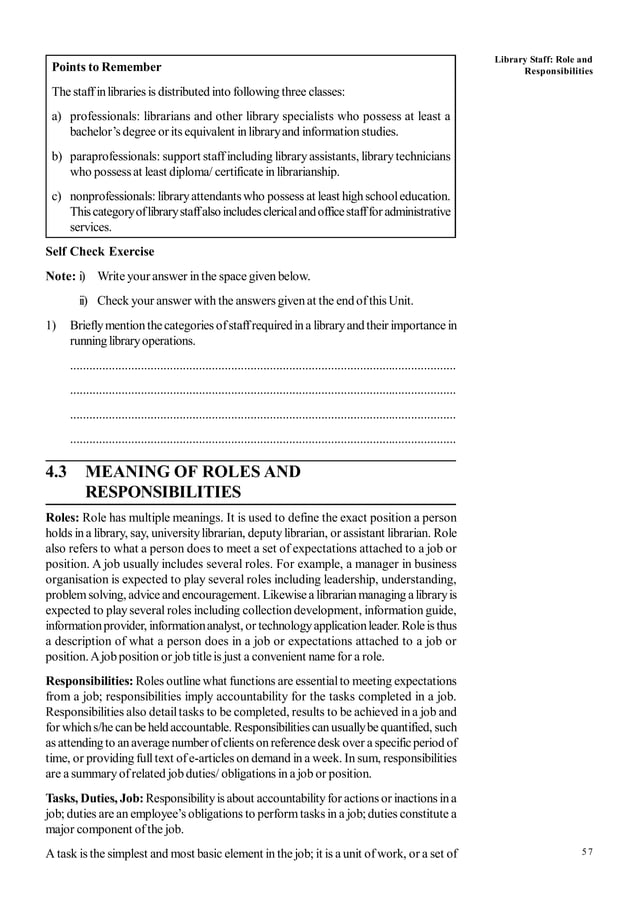 LIBRARY STAFF: ROLES AND RESPONSIBILITIES | PDF