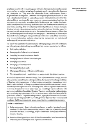 LIBRARY STAFF: ROLES AND RESPONSIBILITIES | PDF