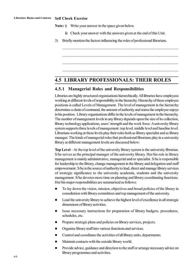 LIBRARY STAFF: ROLES AND RESPONSIBILITIES | PDF