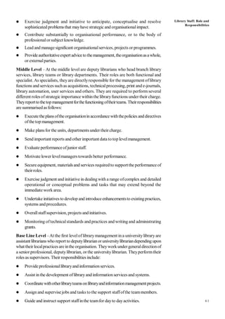 LIBRARY STAFF: ROLES AND RESPONSIBILITIES | PDF