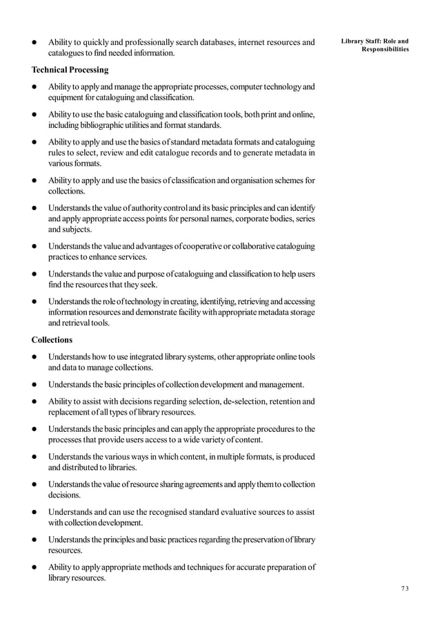 LIBRARY STAFF: ROLES AND RESPONSIBILITIES | PDF