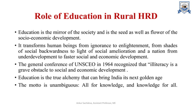 Human Resource Development in Rural Sector | PDF