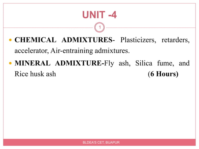 Cheemical Admixture and mineral Admixture | PPT