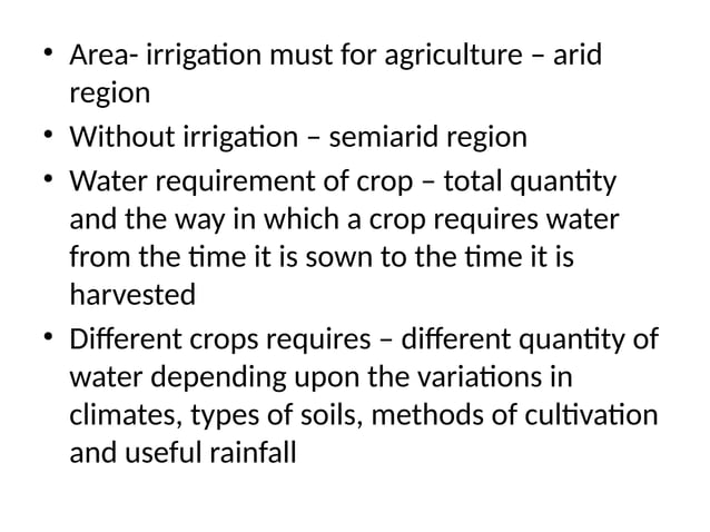 UNIT - 4 - Irrigation duty crop period alignment of canals | PPT