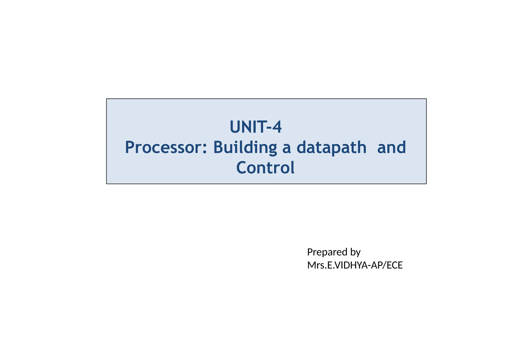Building a datapath and control in processor | PPTX