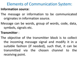 Elements of communication systems, Information, Messages and Signals | PDF