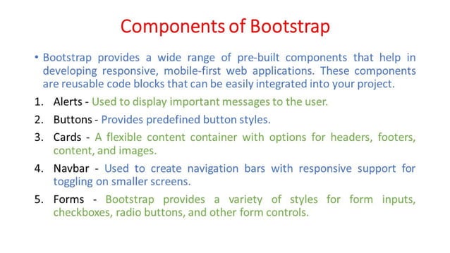 Unit - 4 - Bootstrap (HTML, CSS, and JavaScript Framework) | PPT