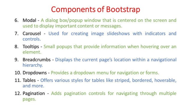 Unit - 4 - Bootstrap (HTML, CSS, and JavaScript Framework) | PPT