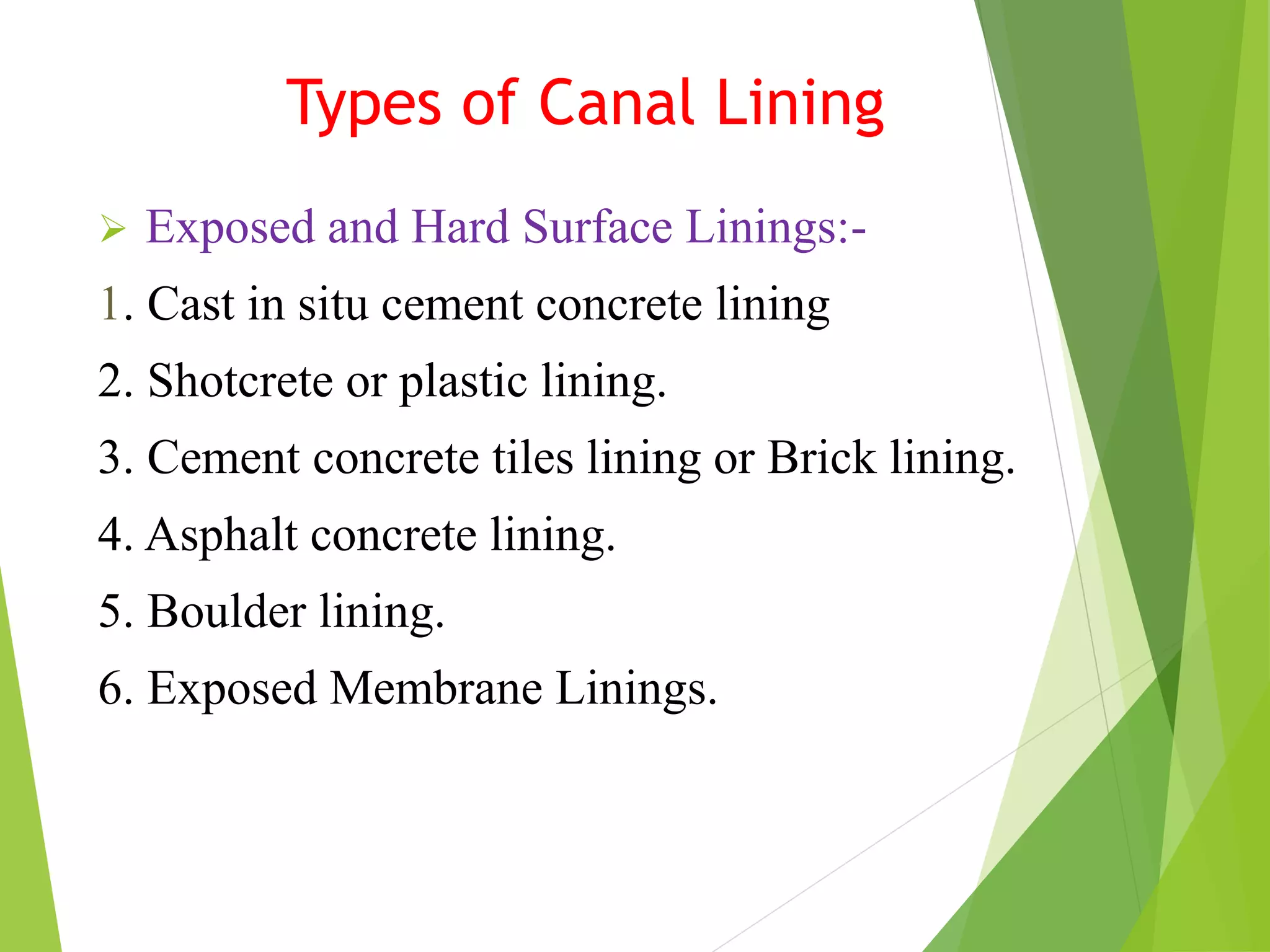 Unit 4-canal lining | PPTX