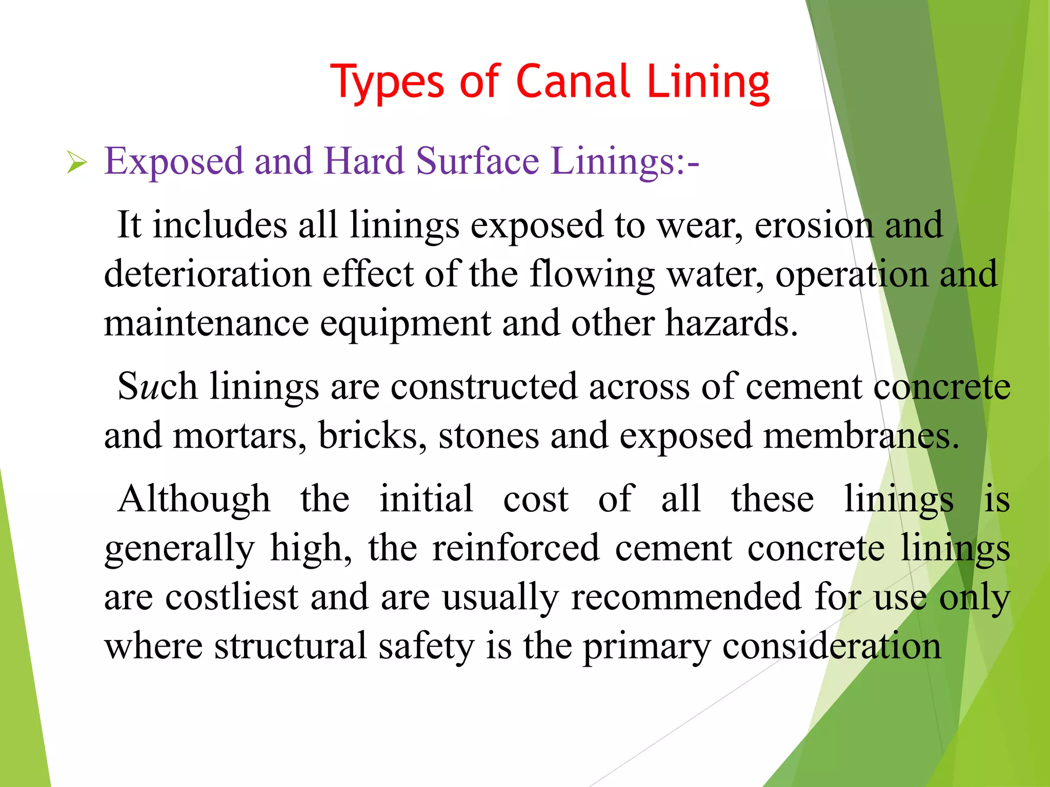 Unit 4-canal lining | PPTX
