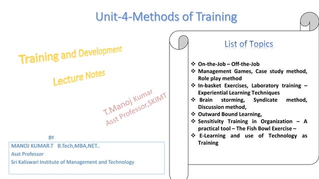Unit 4-methods of training pptx | PPT
