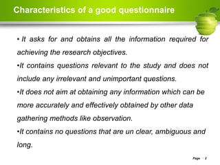 BRM - Dr. TK - Characteristics of a Good Questionnaire | PDF