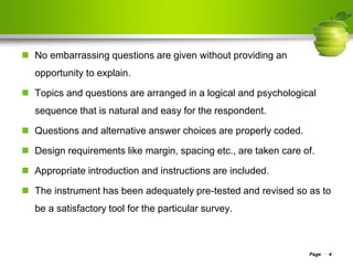 BRM - Dr. TK - Characteristics of a Good Questionnaire | PDF