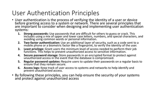 Unit-4-User-Authentication.pptx | Internet | Computing