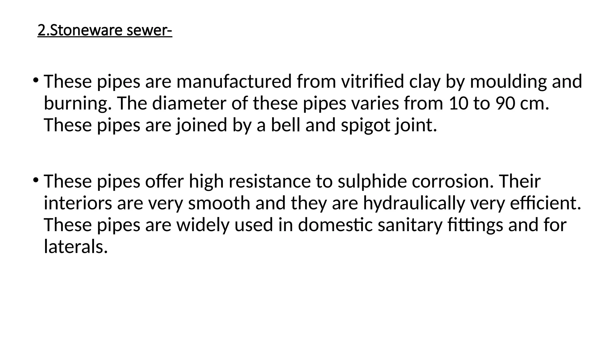 Types of Sewers according to material.... | PPTX