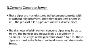 Types of Sewers according to material.... | PPTX
