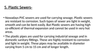 Types of Sewers according to material.... | PPTX