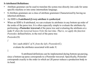 Compiler design selective dissemination of information syntax direct translation sdd.pptx