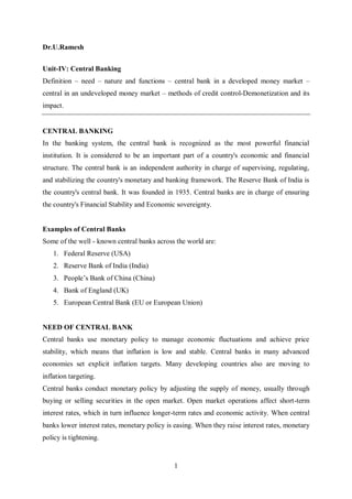 Moneyary Economics: Central Banking - RBIpdf | PDF