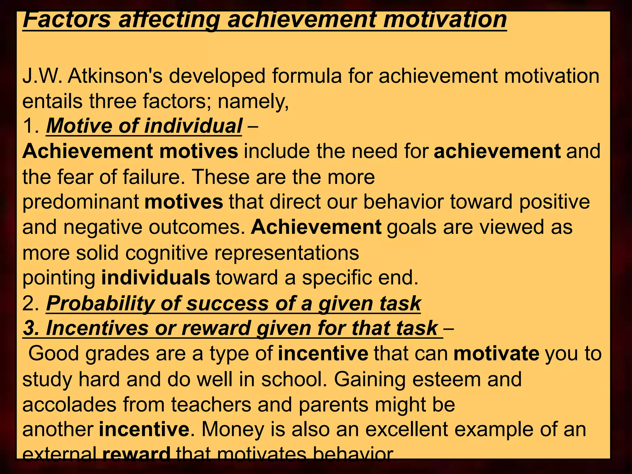 educational psychology- achievement motivation | PPTX