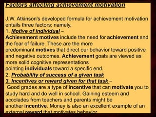 educational psychology- achievement motivation | PPTX