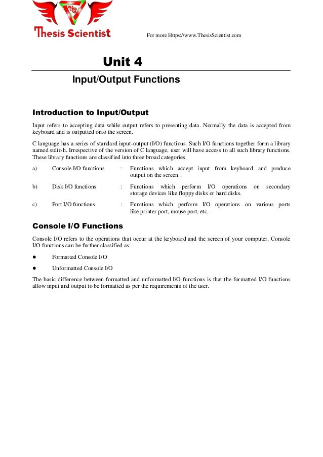 Introduction To Inputoutput Functions In C 8724