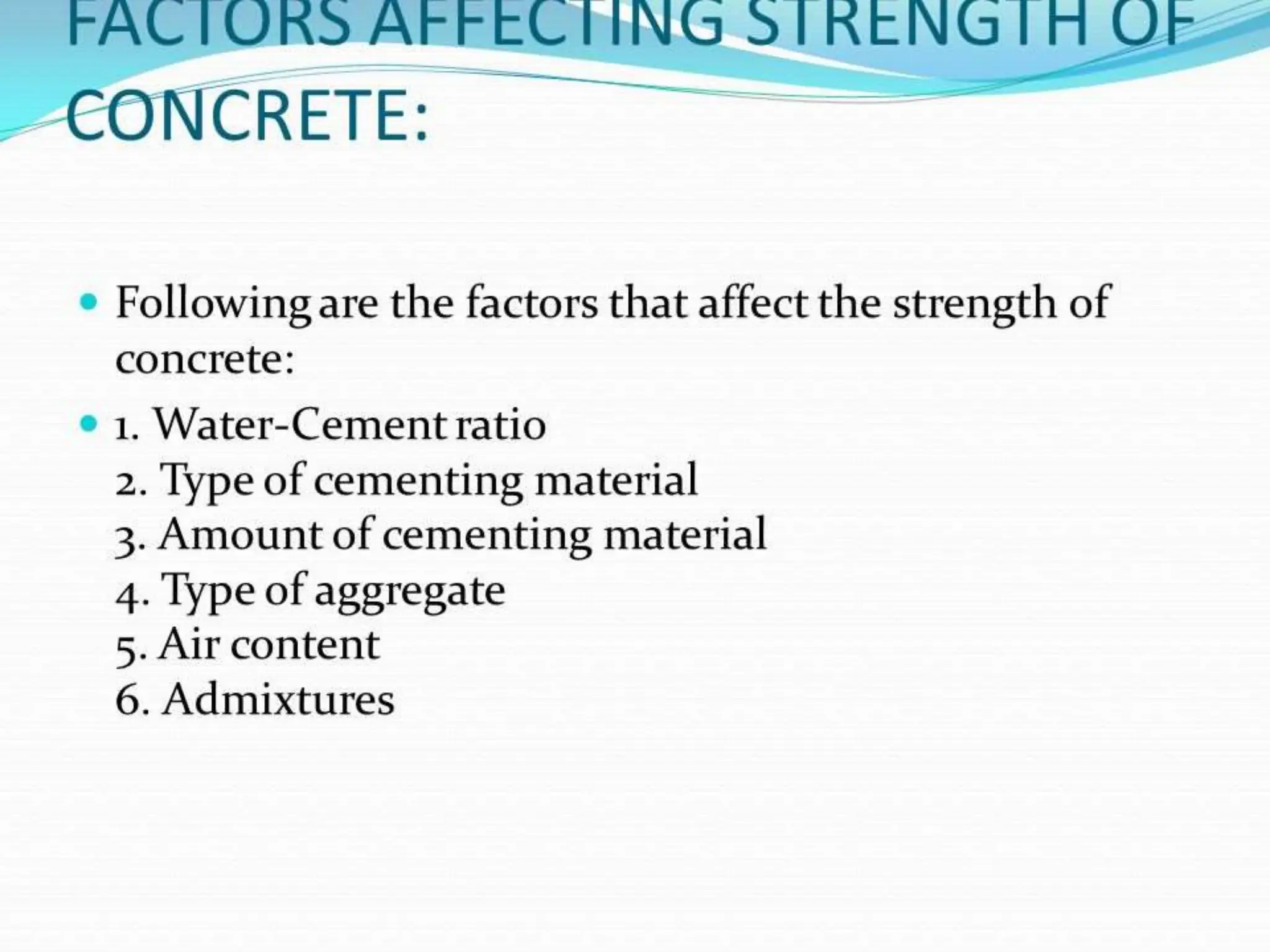 Water / Cement ratio – Abram’s Law – Gel/space ratio – Gain of strength ...